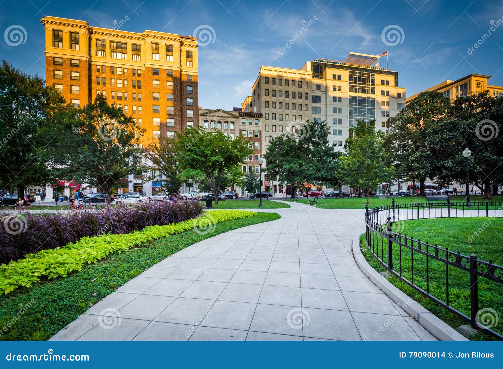 Walkway and Buildings at Farragut Square, in Washington, DC. Stock ...