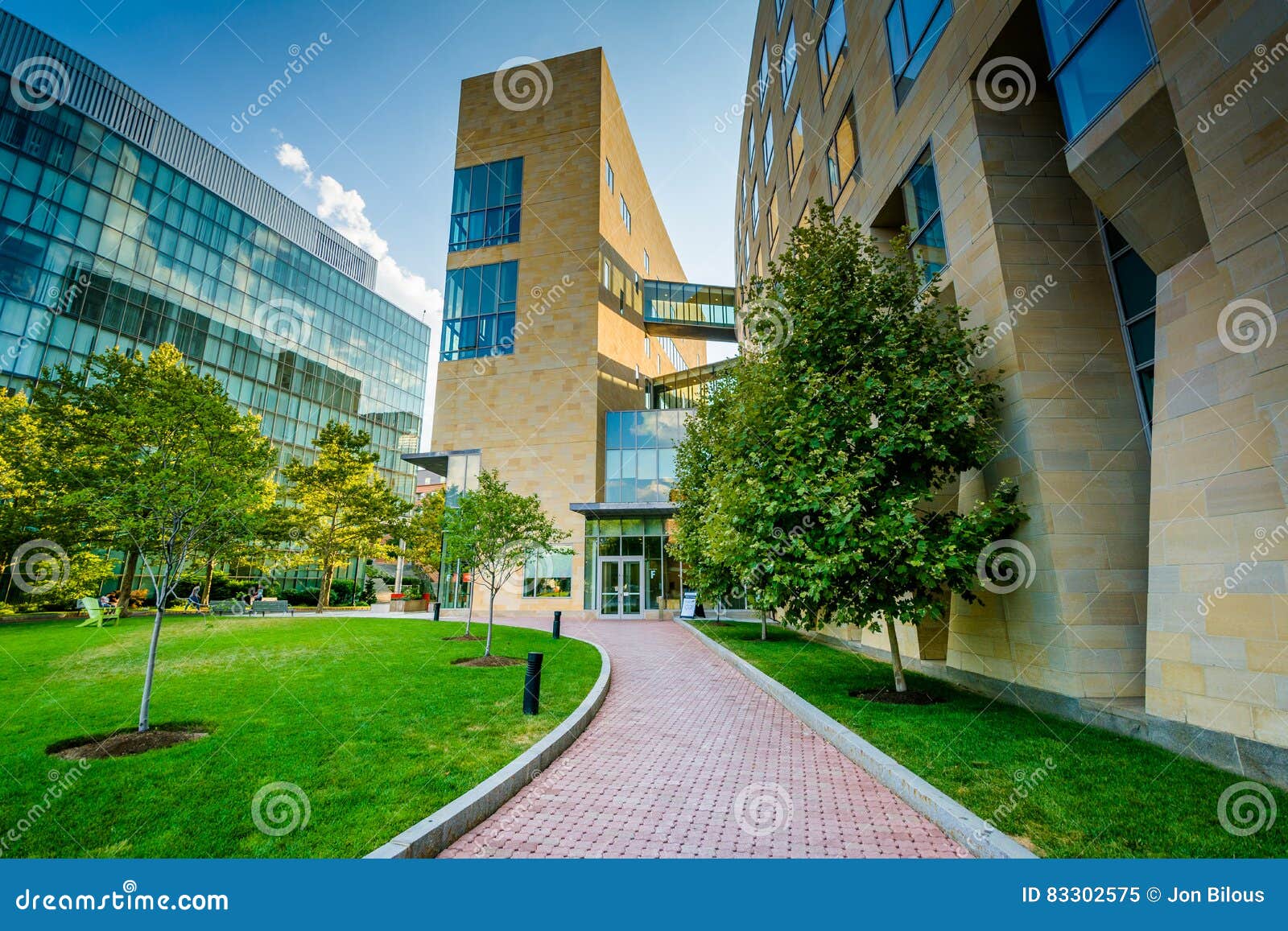 Walkway and Buildings at Northeastern University, in Boston, Mas ...