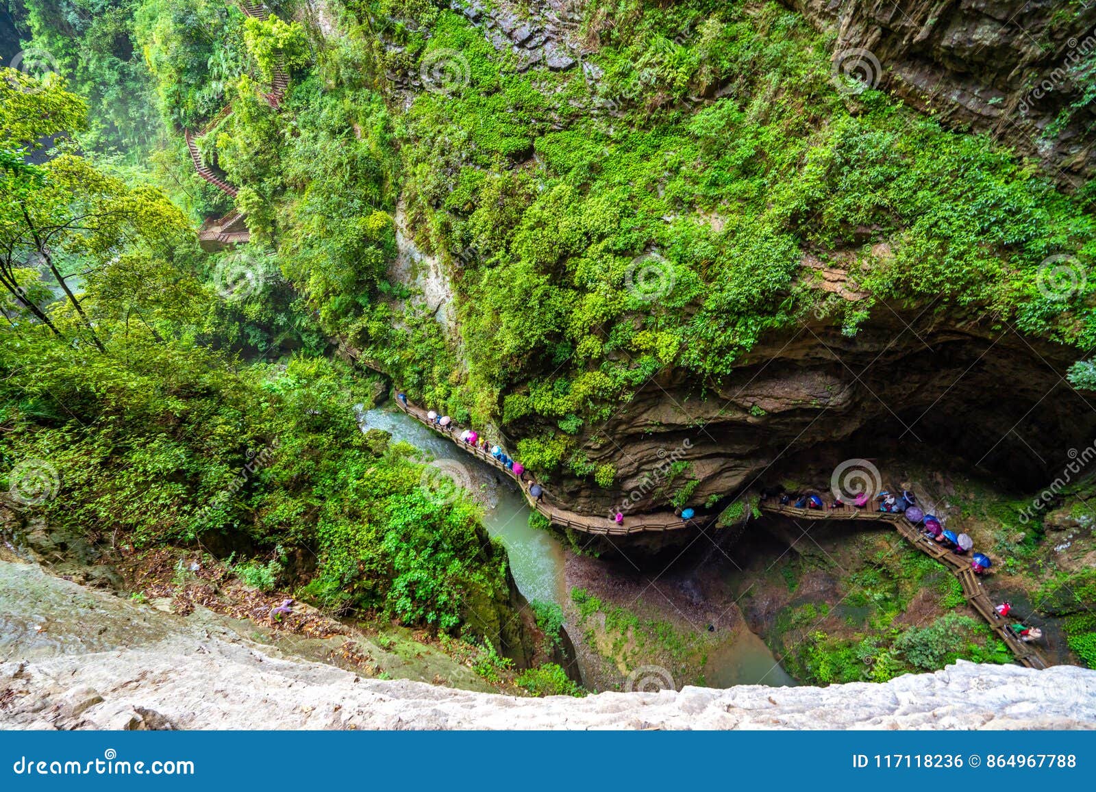 The walkway in the cliff stock photo. Image of rivers - 117118236