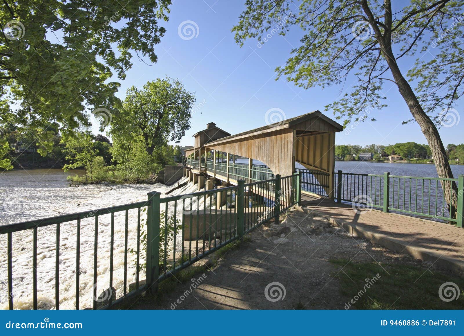 Walkway and covered bridge stock photo. Image of country - 9460886