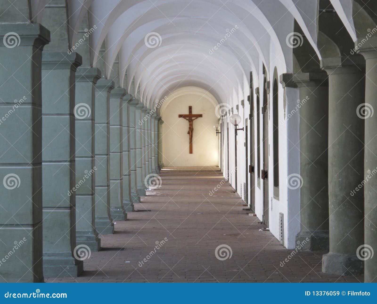 Walkway with Cross at Abbey Stock Image - Image of history, luxury ...