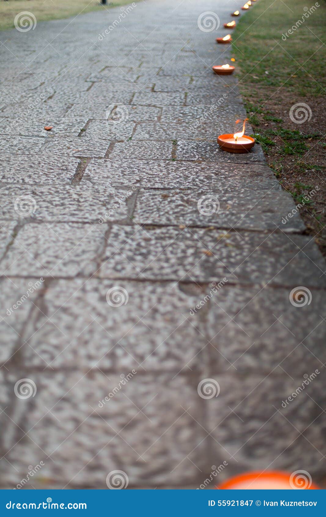 Walkway Decorated with Candles Stock Image - Image of night, meditating ...
