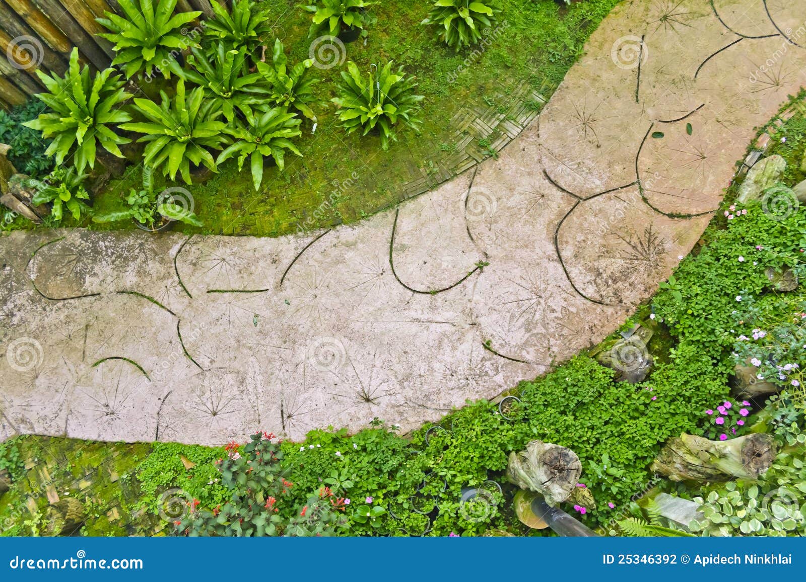 Walkway in a Decorative Garden Stock Photo - Image of footpath, brick ...