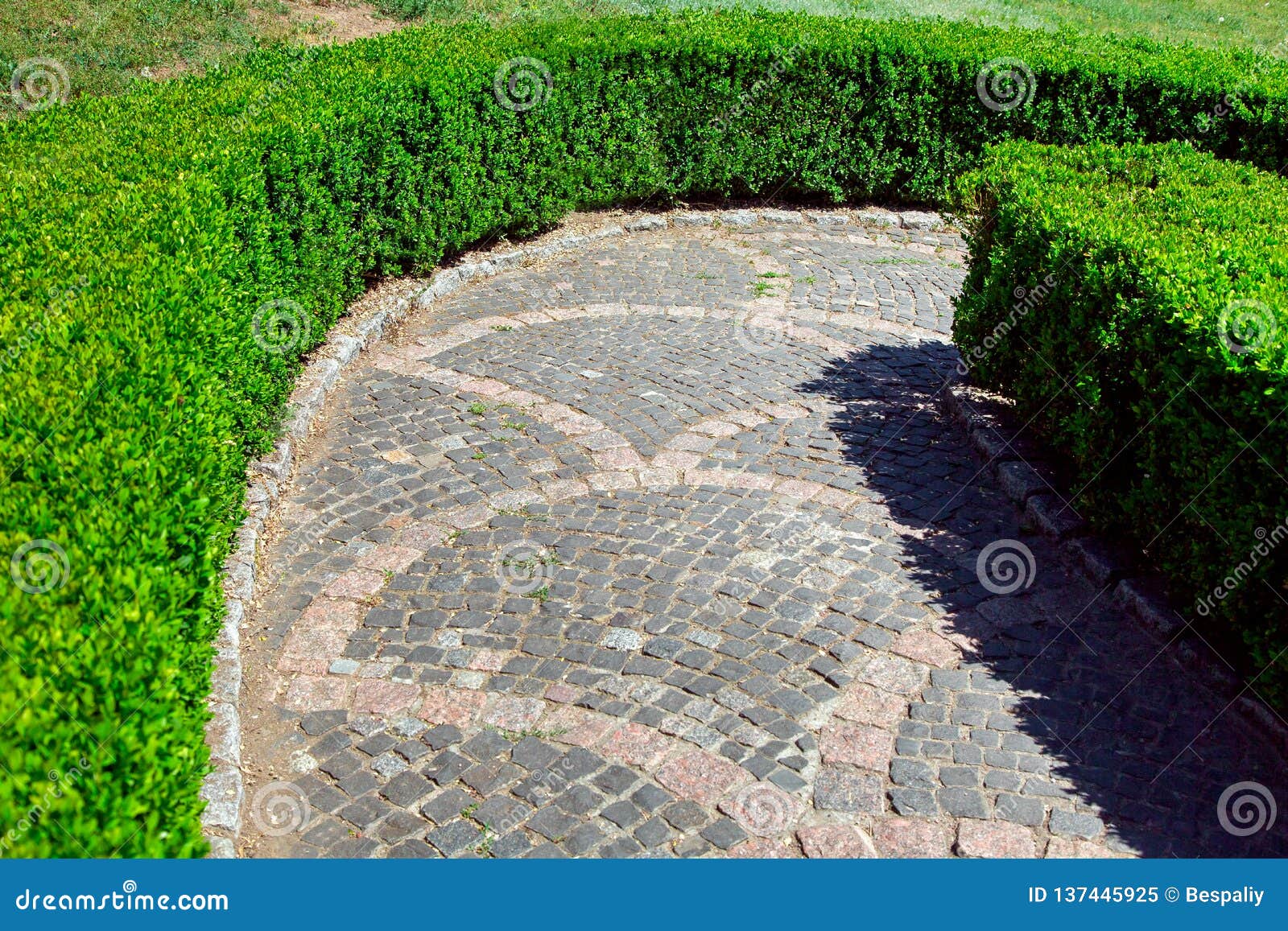 Walkway Down from a Square Stone Pavement with a Stone Border. Stock ...