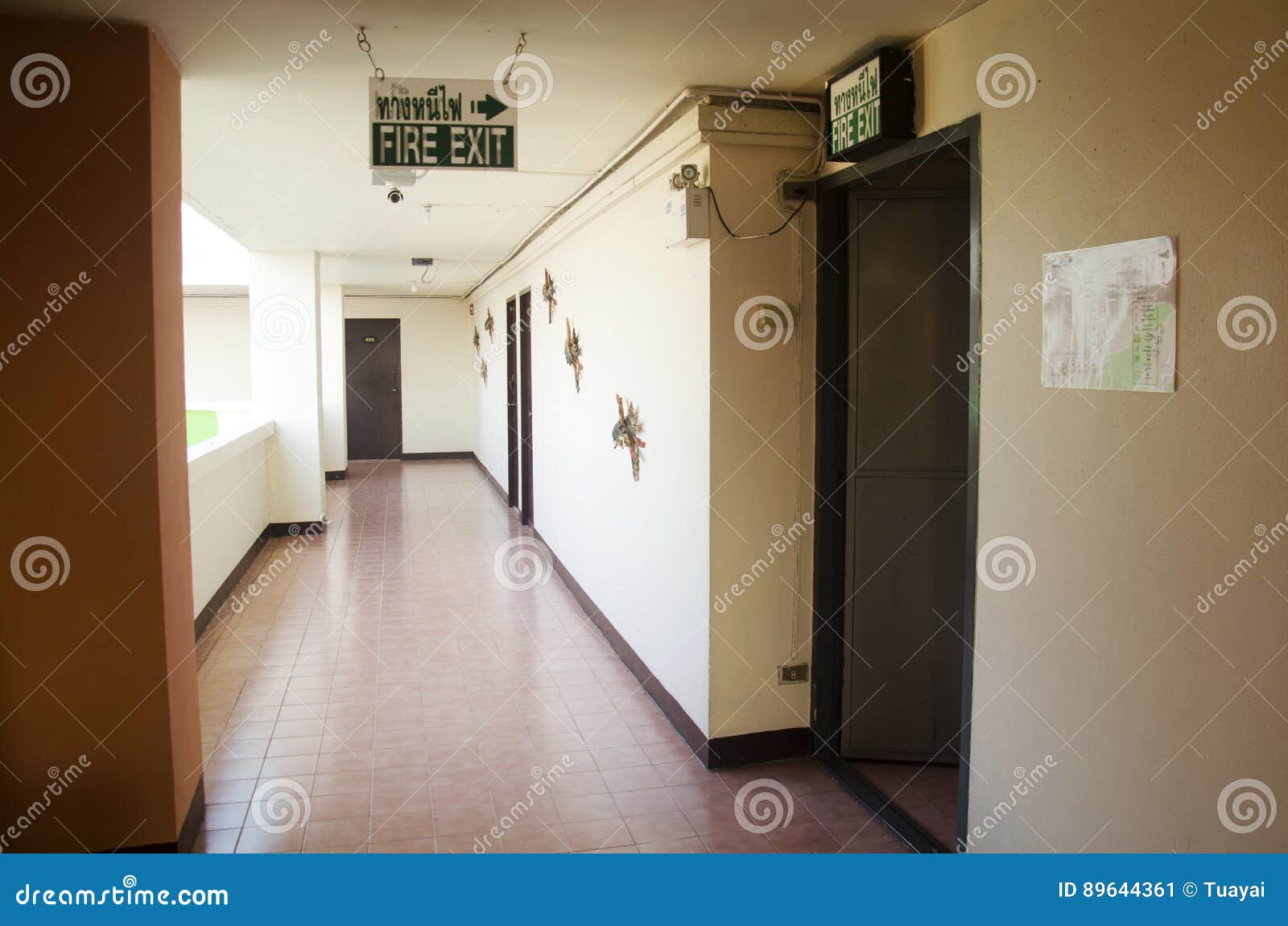 Walkway and Fire Exit Inside of Hotel in Morning Time Editorial Photo ...