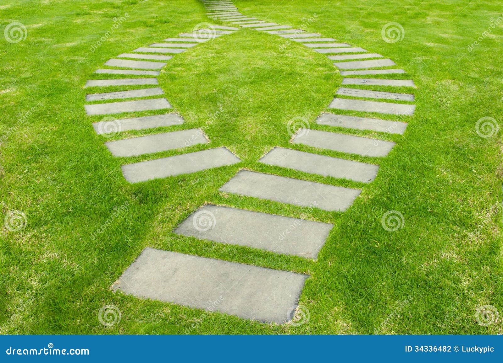 Walkway on green grass stock photo. Image of garden, direction - 34336482