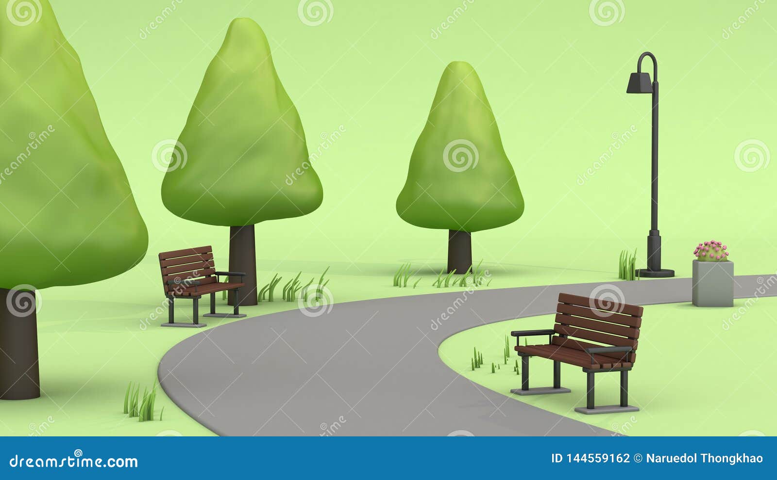 Walkway In Green Park With Sunlight,painting Royalty-Free Cartoon ...