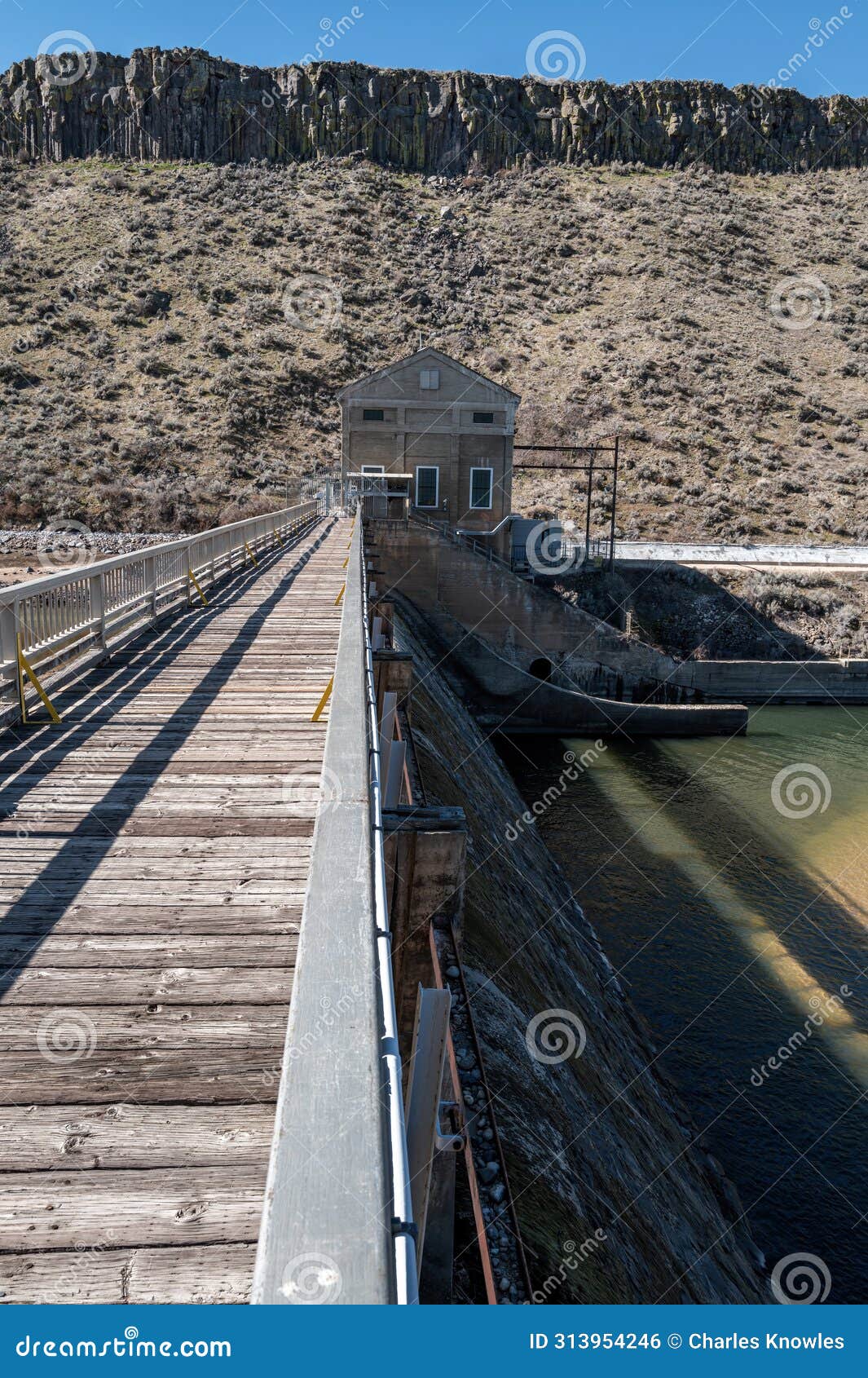 Walkway with Handrail Leads To the Controller of a Diversion Dam Stock ...