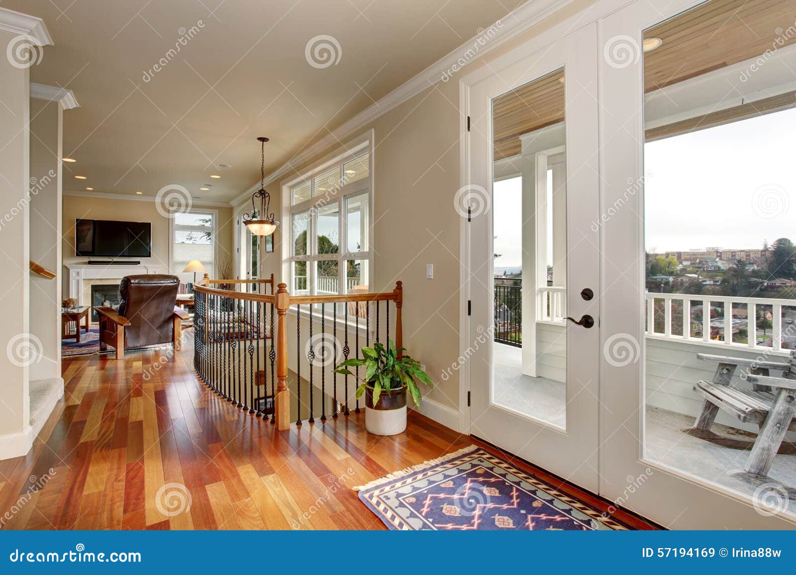 Walkway in Luxury Home with Glass Doors. Stock Image - Image of inside ...