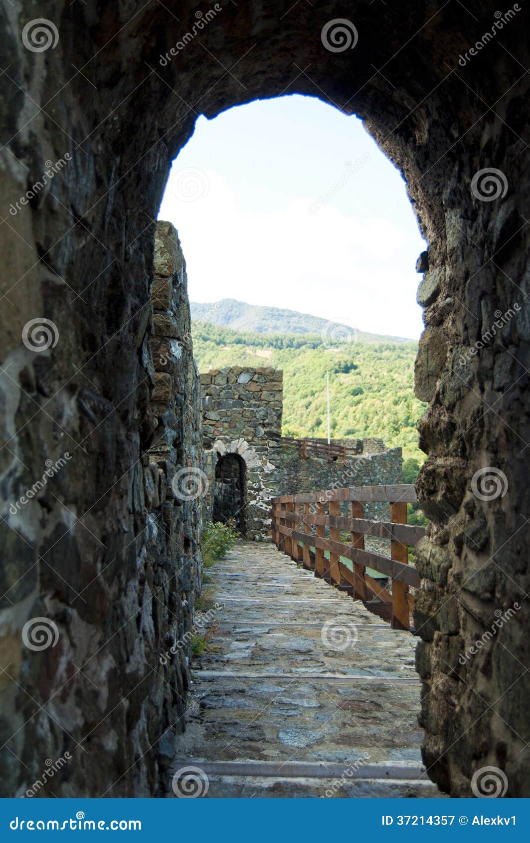 Walkway on Medieval Fortress Stock Image - Image of trees, structure ...