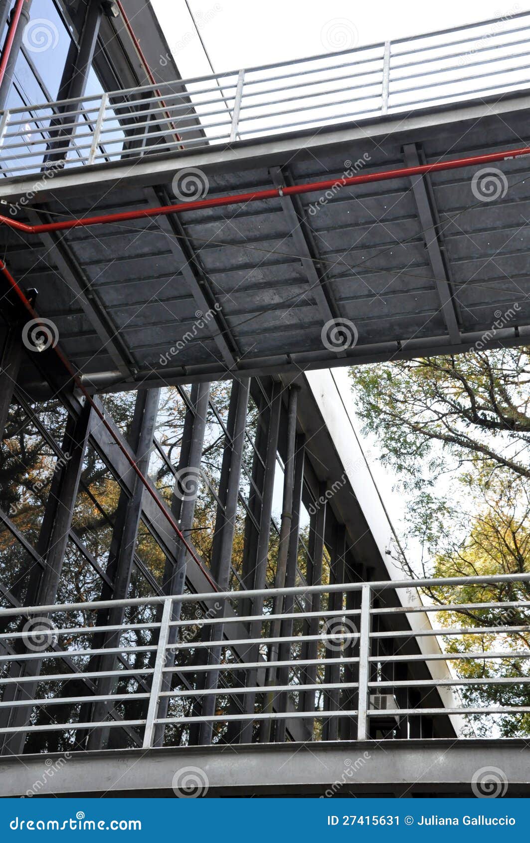 Walkway on modern building stock image. Image of iron - 27415631