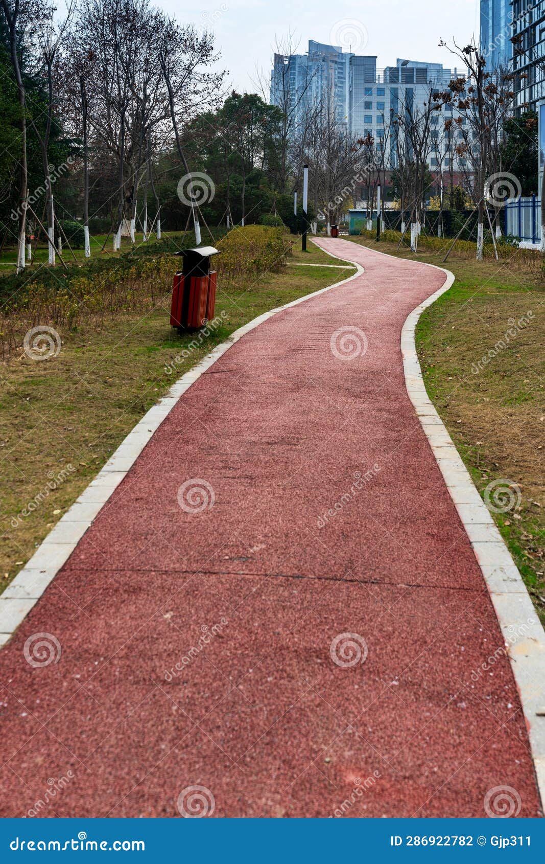 Walkway in the modern city stock photo. Image of central - 286922782