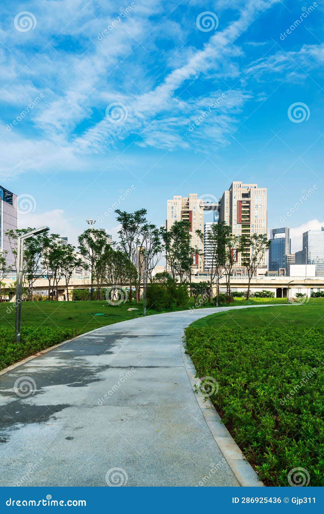Walkway in the modern city stock photo. Image of urban - 286925436