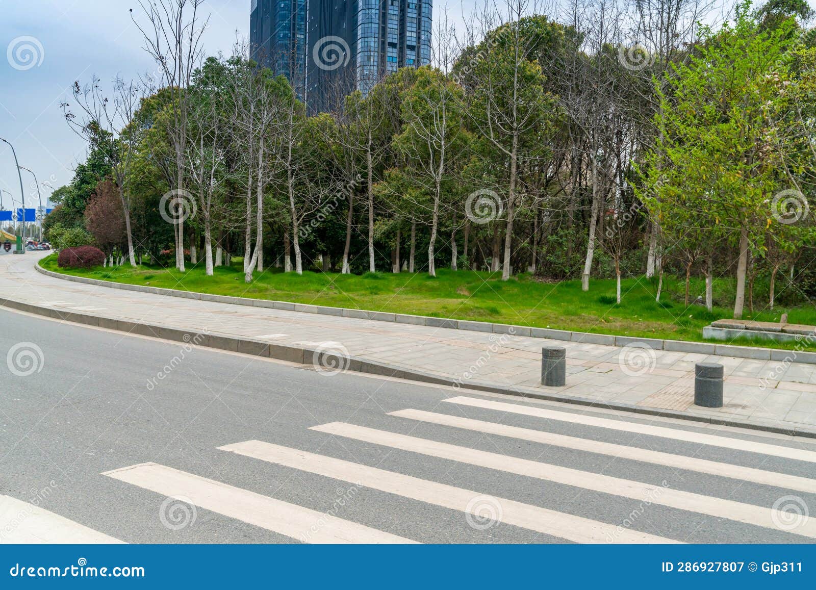 Walkway in the modern city stock image. Image of walk - 286927807