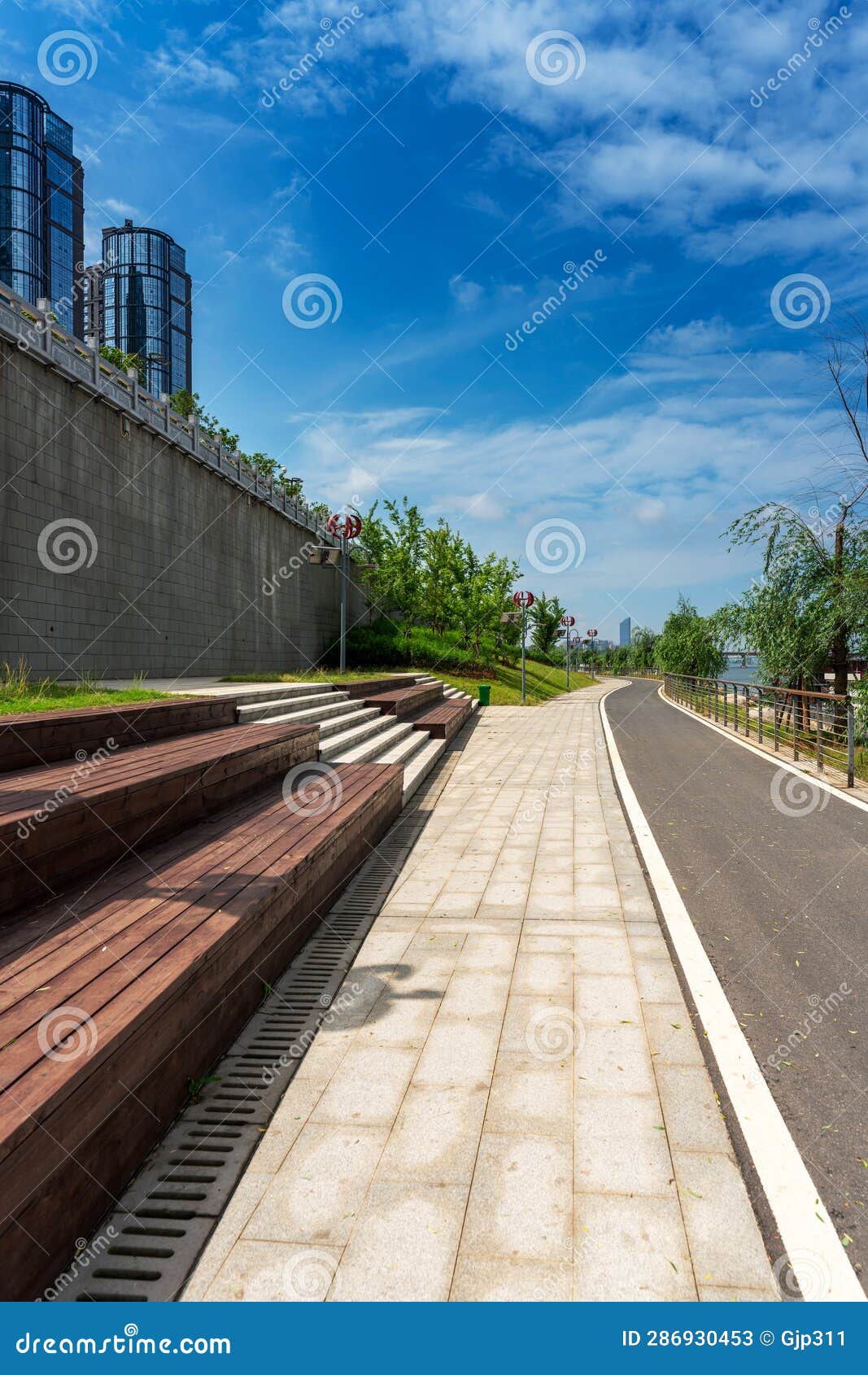 Walkway in the modern city stock image. Image of nature - 286930453