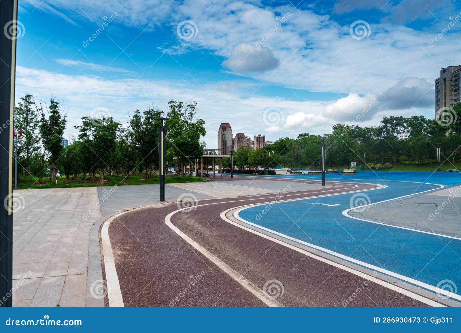 Walkway in the modern city stock image. Image of walk - 286930473