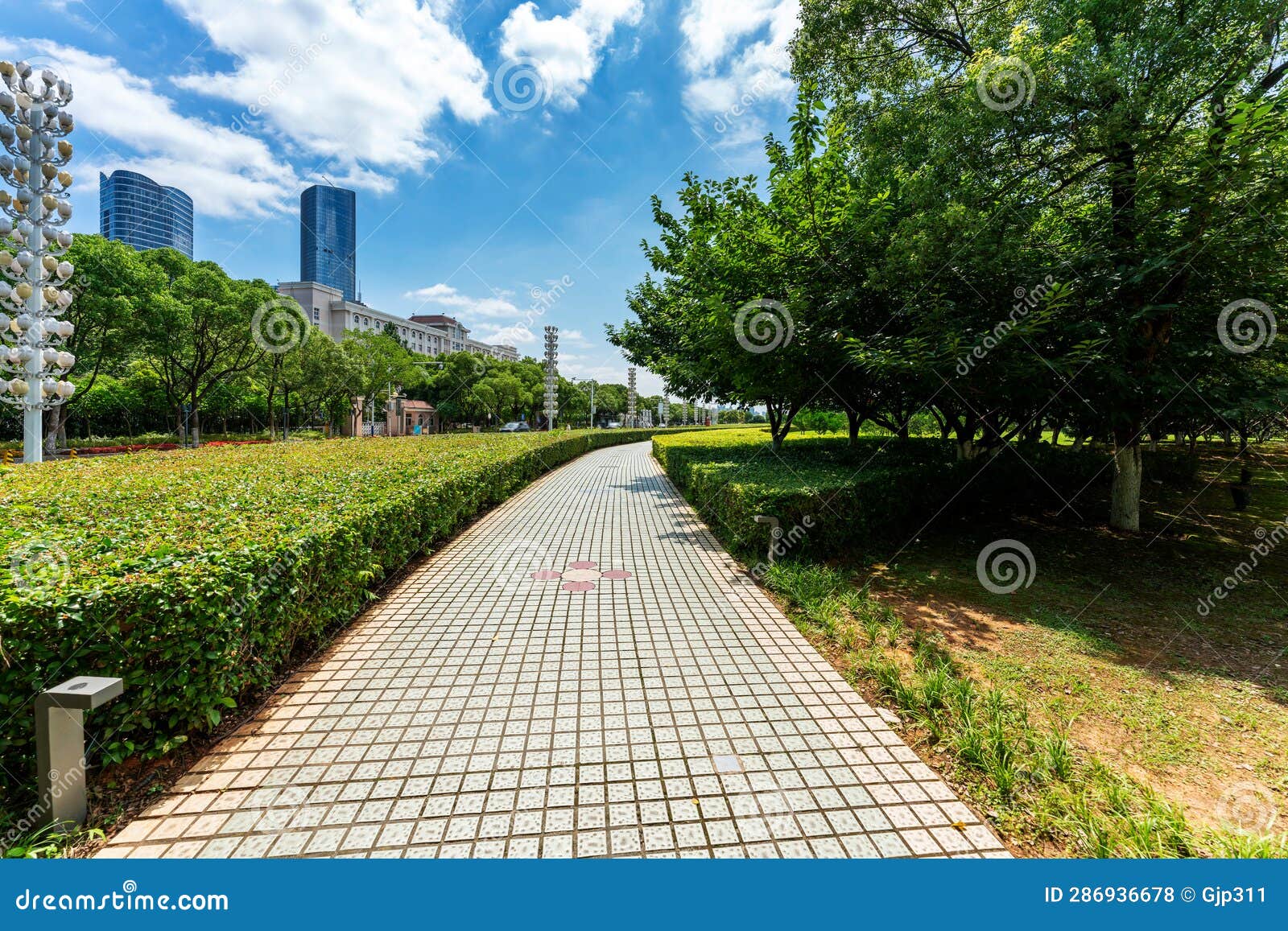 Walkway in the modern city stock photo. Image of urban - 286936678