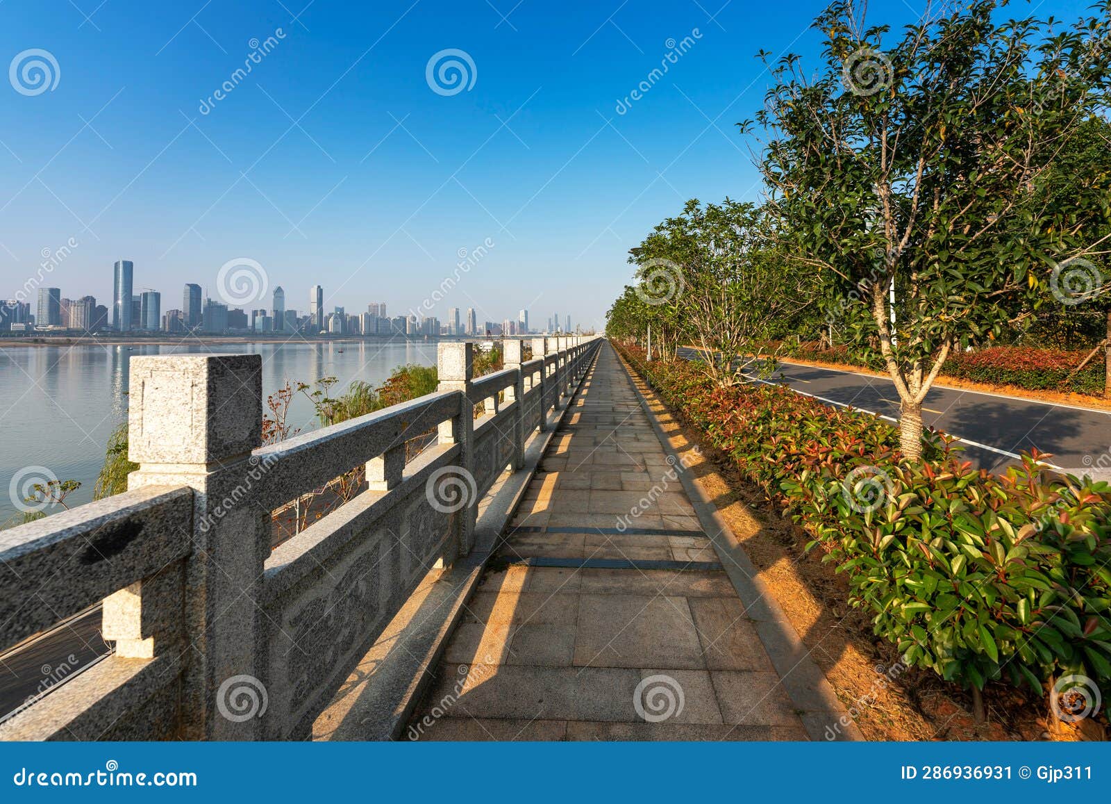 Walkway in the modern city stock image. Image of beautiful - 286936931