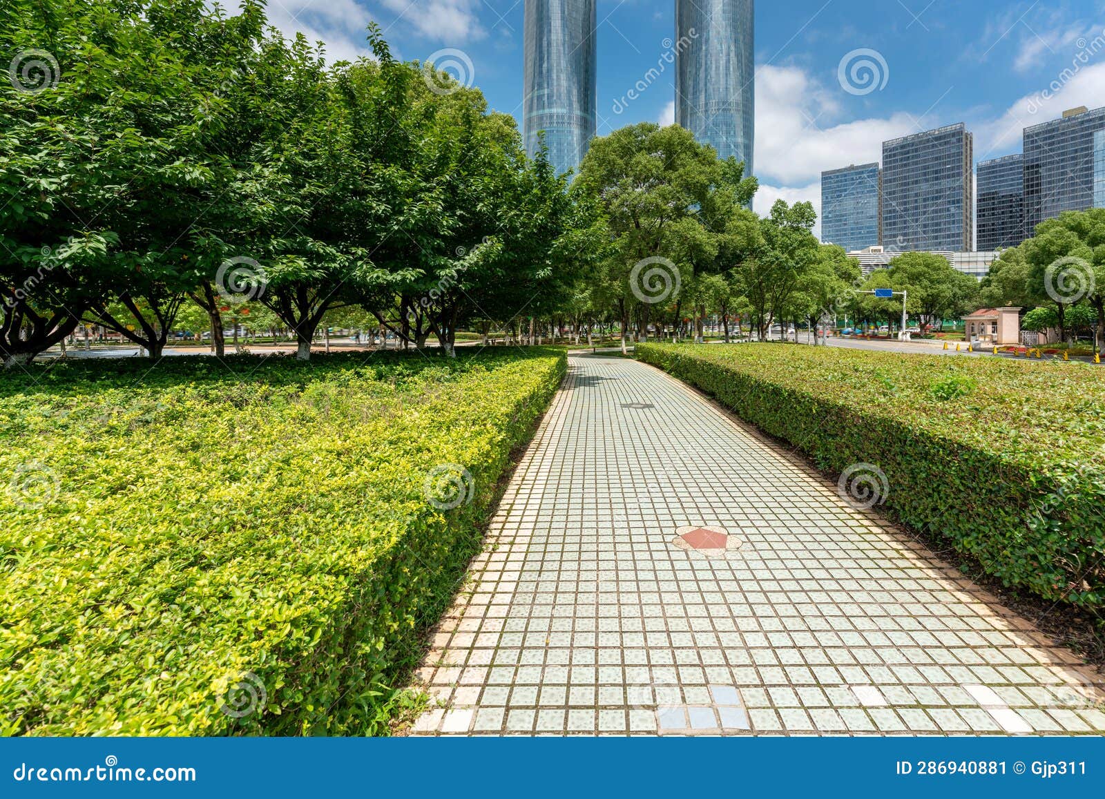 Walkway in the modern city stock image. Image of walk - 286940881