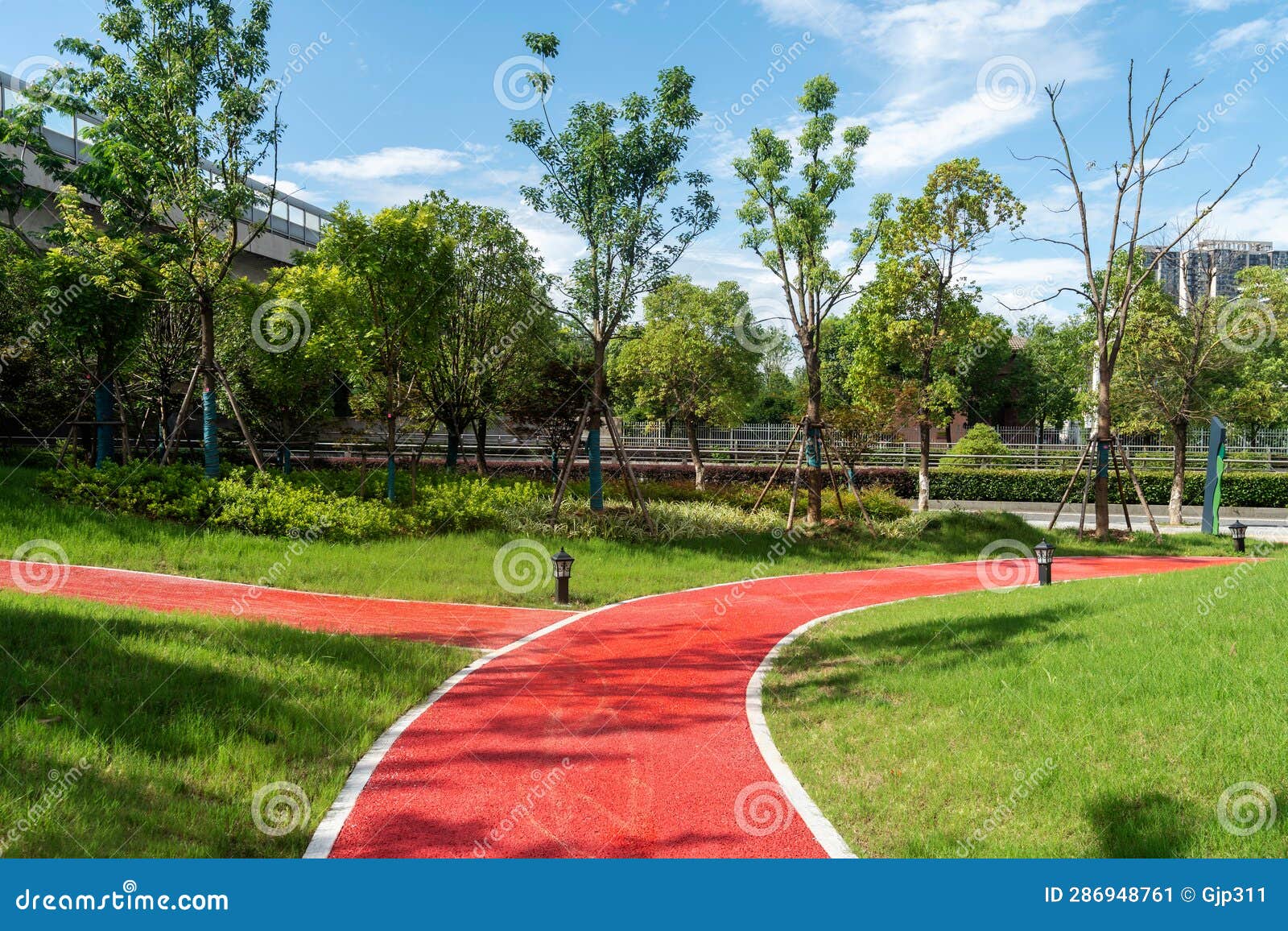 Walkway in the modern city stock image. Image of avenue - 286948761