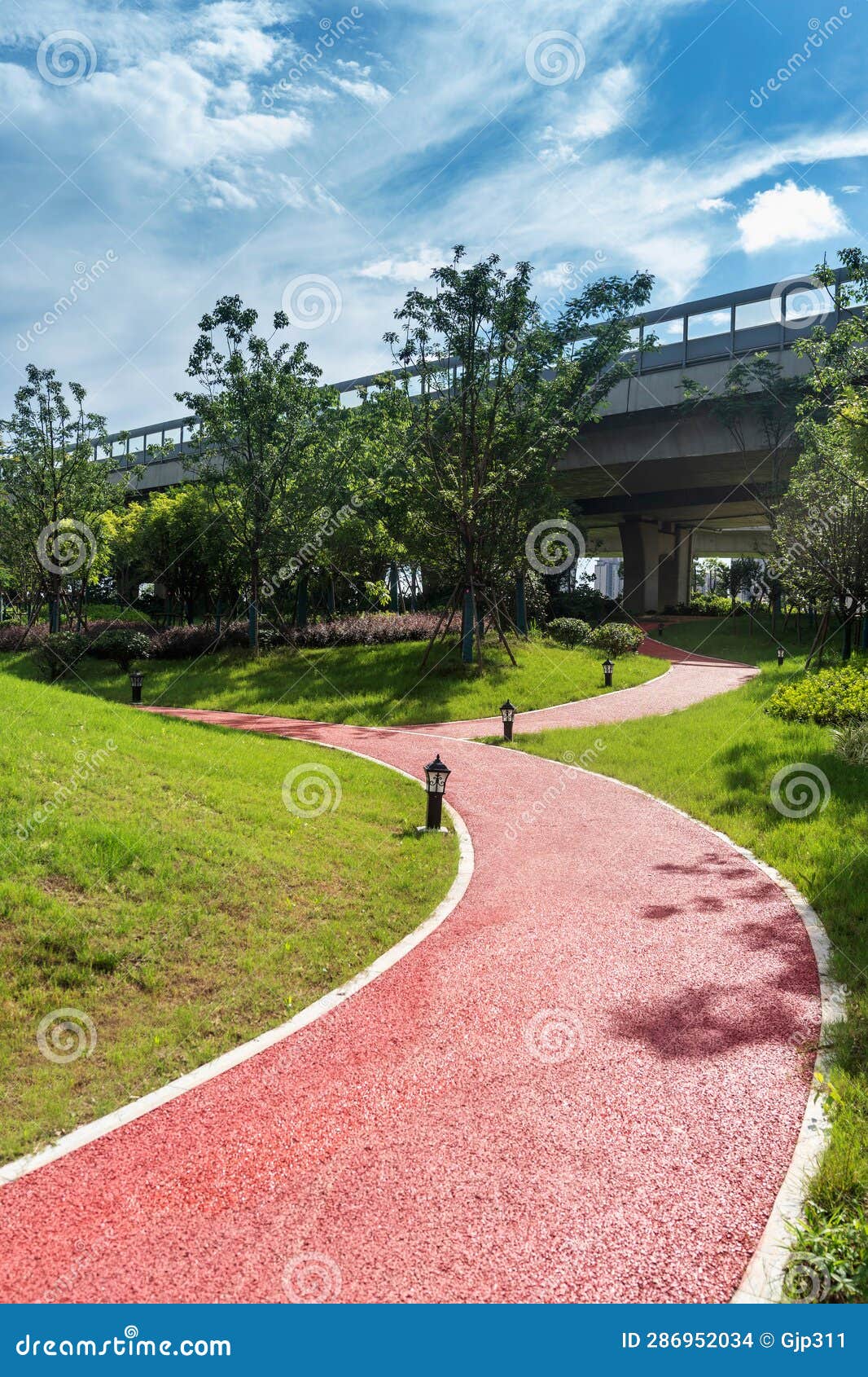 Walkway in the modern city stock photo. Image of park - 286952034