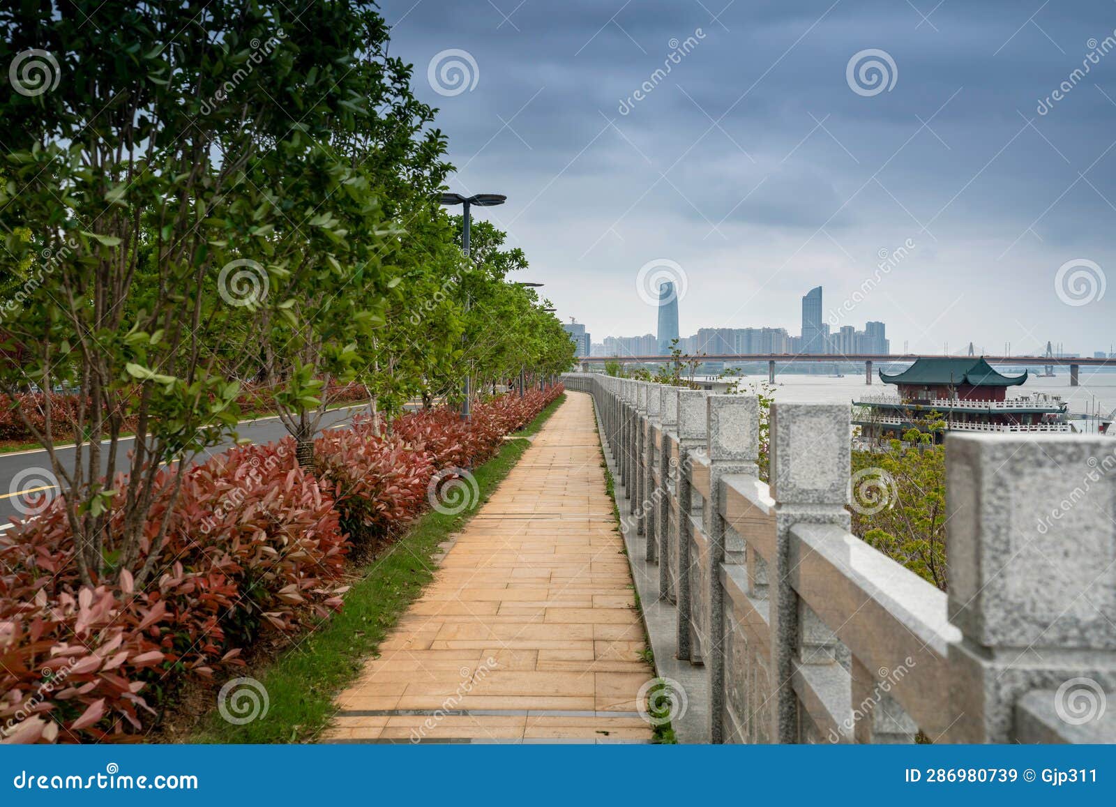 Walkway in the modern city stock image. Image of life - 286980739