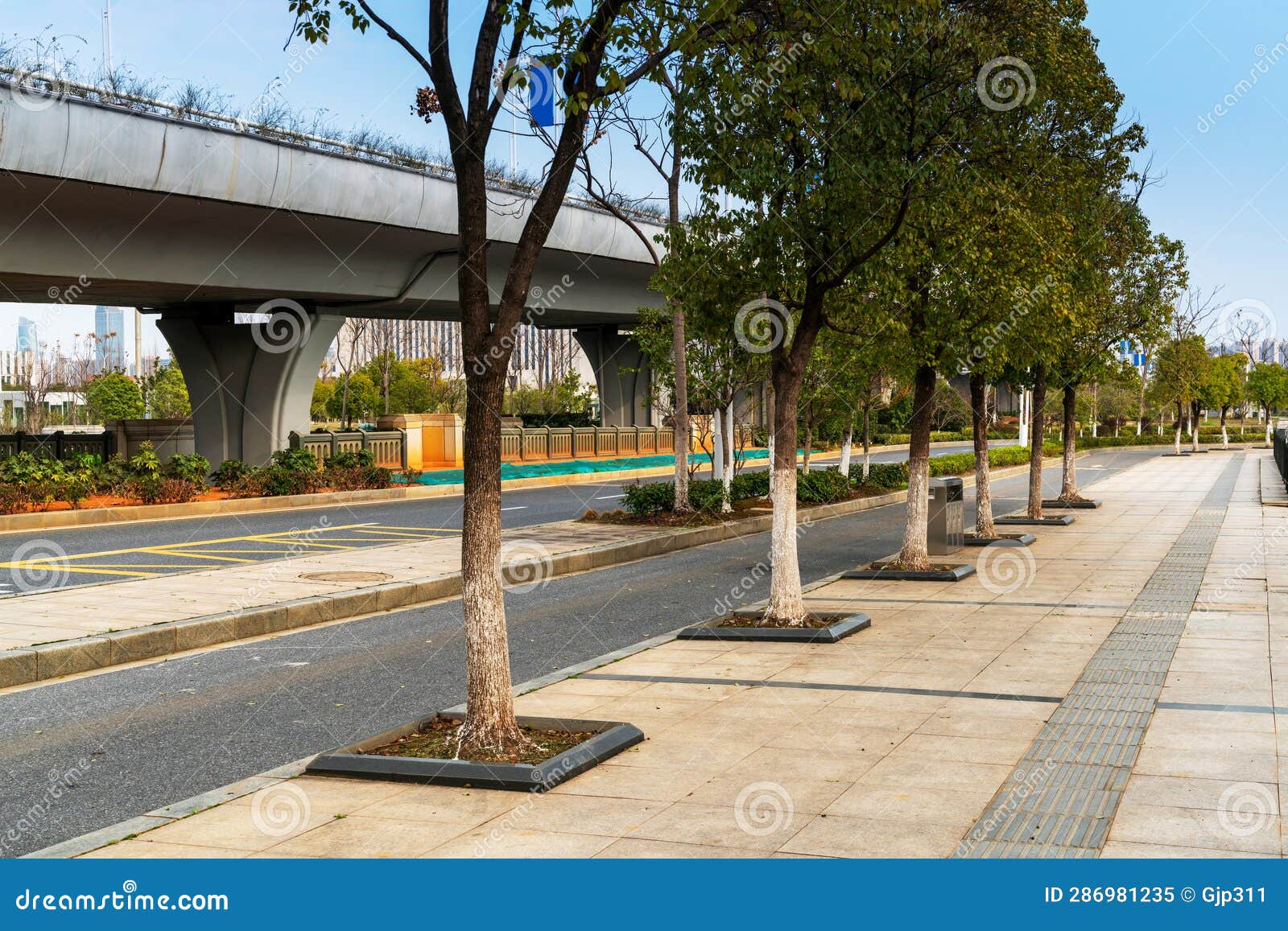 Walkway in the modern city stock image. Image of life - 286981235