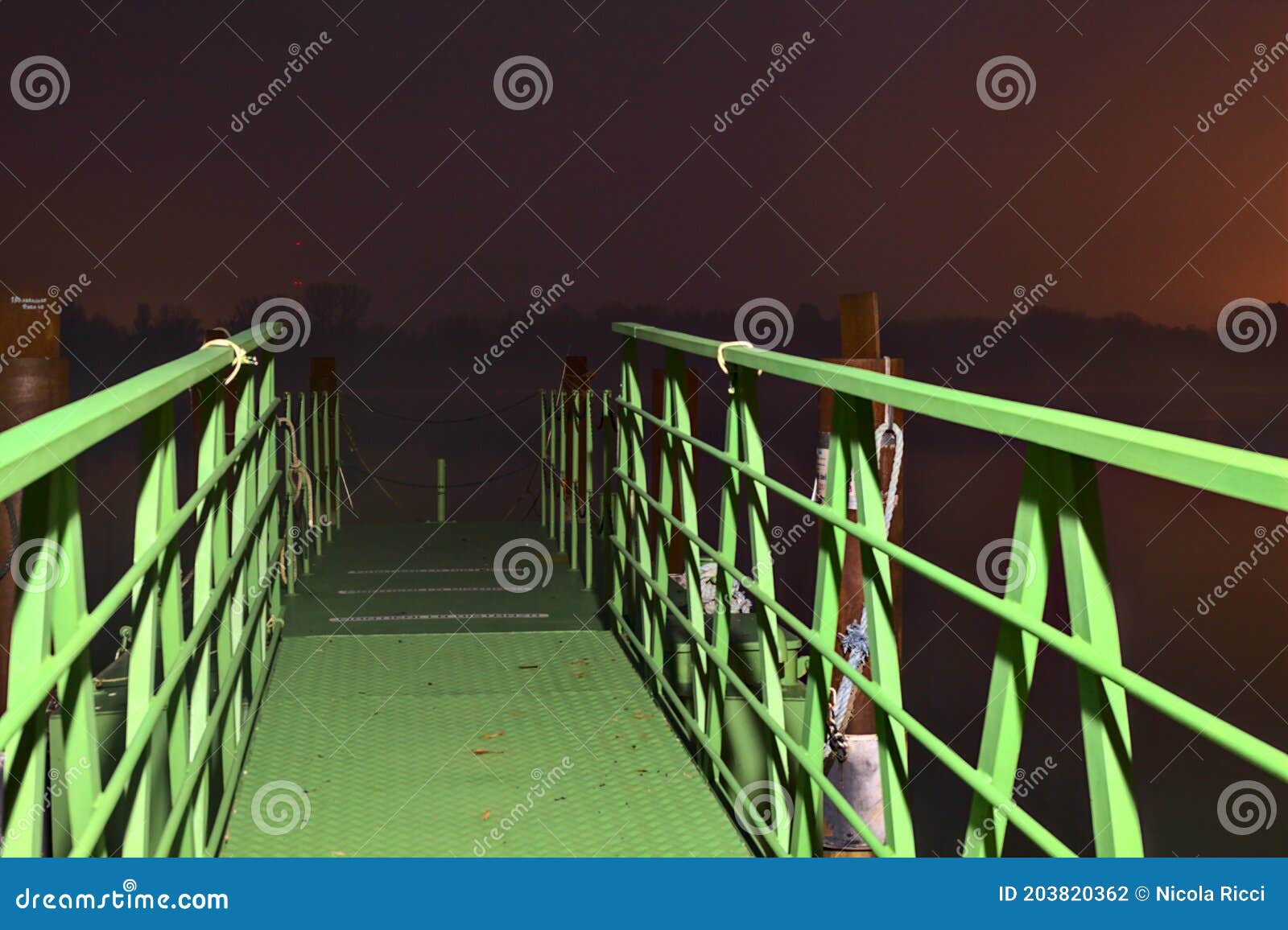 Walkway of a Mooring at Night Stock Photo - Image of travel, baggage ...