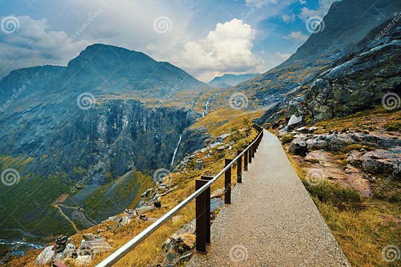 Trollstigen, Trolls Path, Norway Stock Image - Image of rock, traffic ...