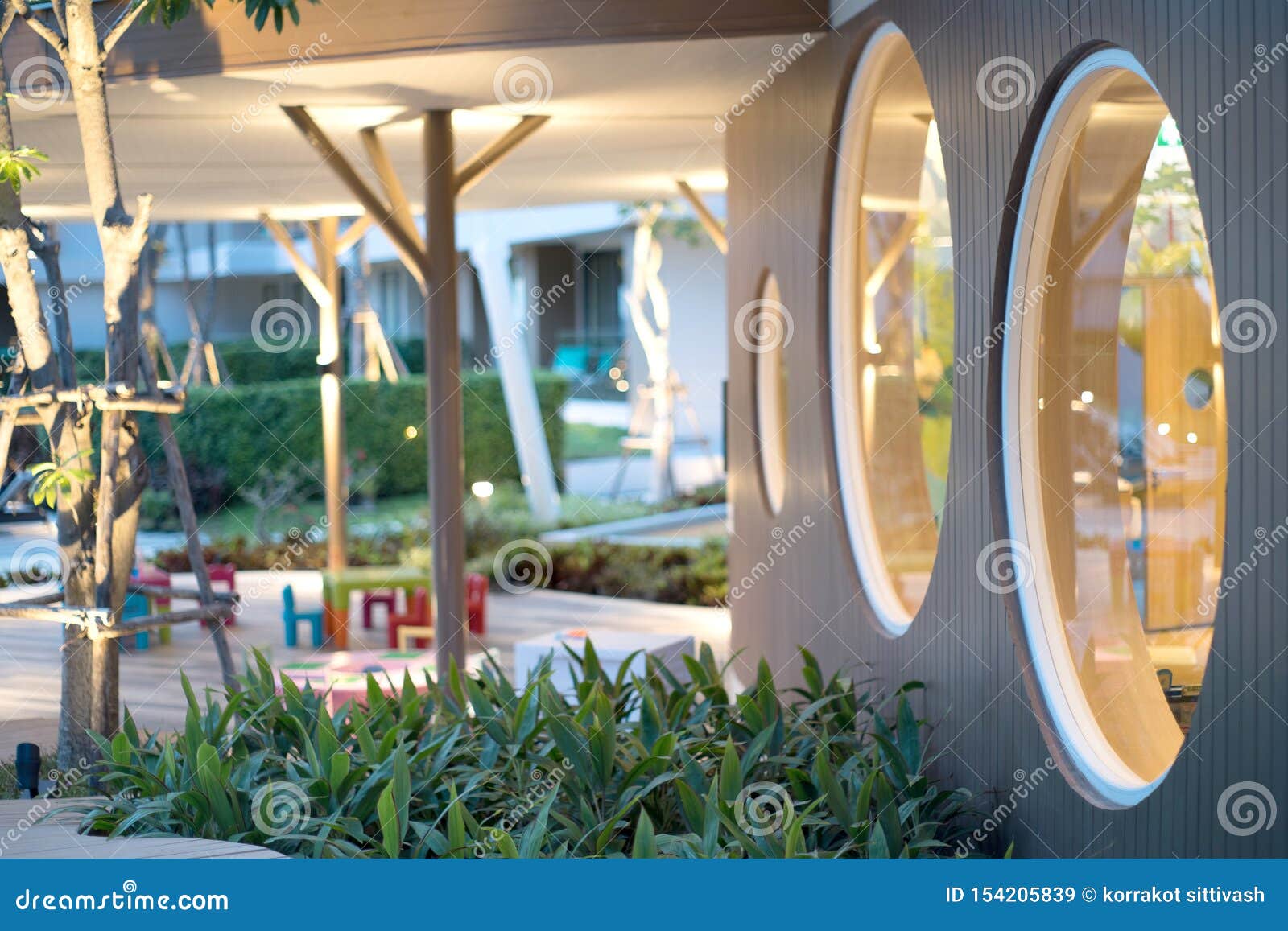 Walkway at Night Lighting Path for Walks in the Hotel Stock Image ...