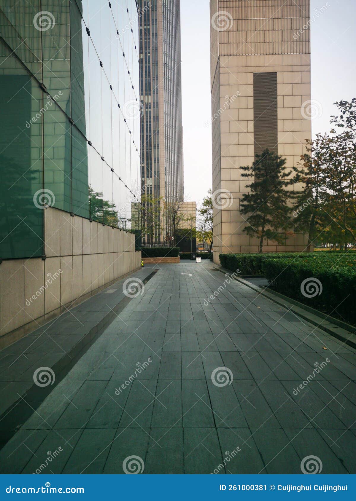 Walkway beside the Office Building Stock Image - Image of architecture ...