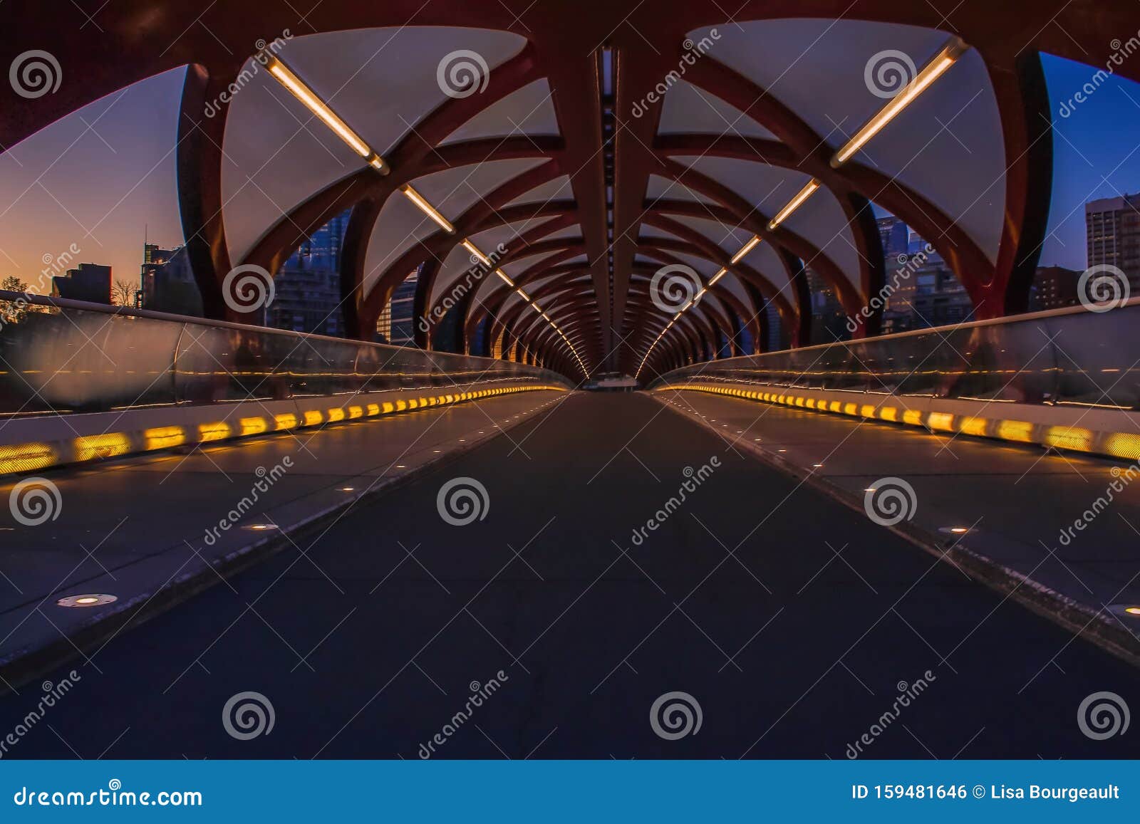 Walkway on the Peace Bridge at Night Editorial Photo - Image of clouds ...
