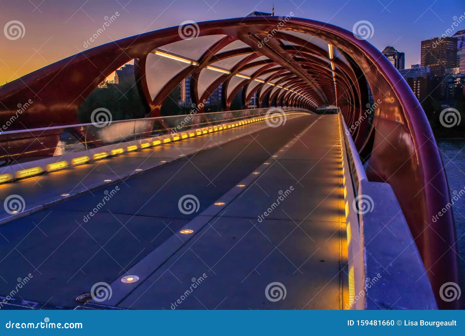 Walkway on the Peace Bridge at Night Editorial Image - Image of park ...