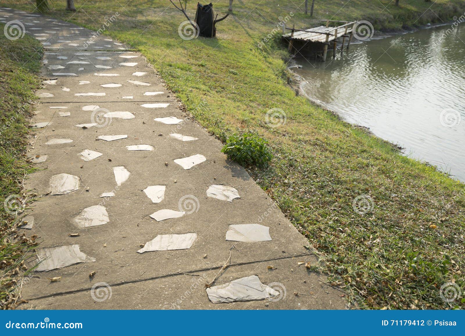 Walkway beside Pond in Park Stock Photo - Image of walk, walkway: 71179412