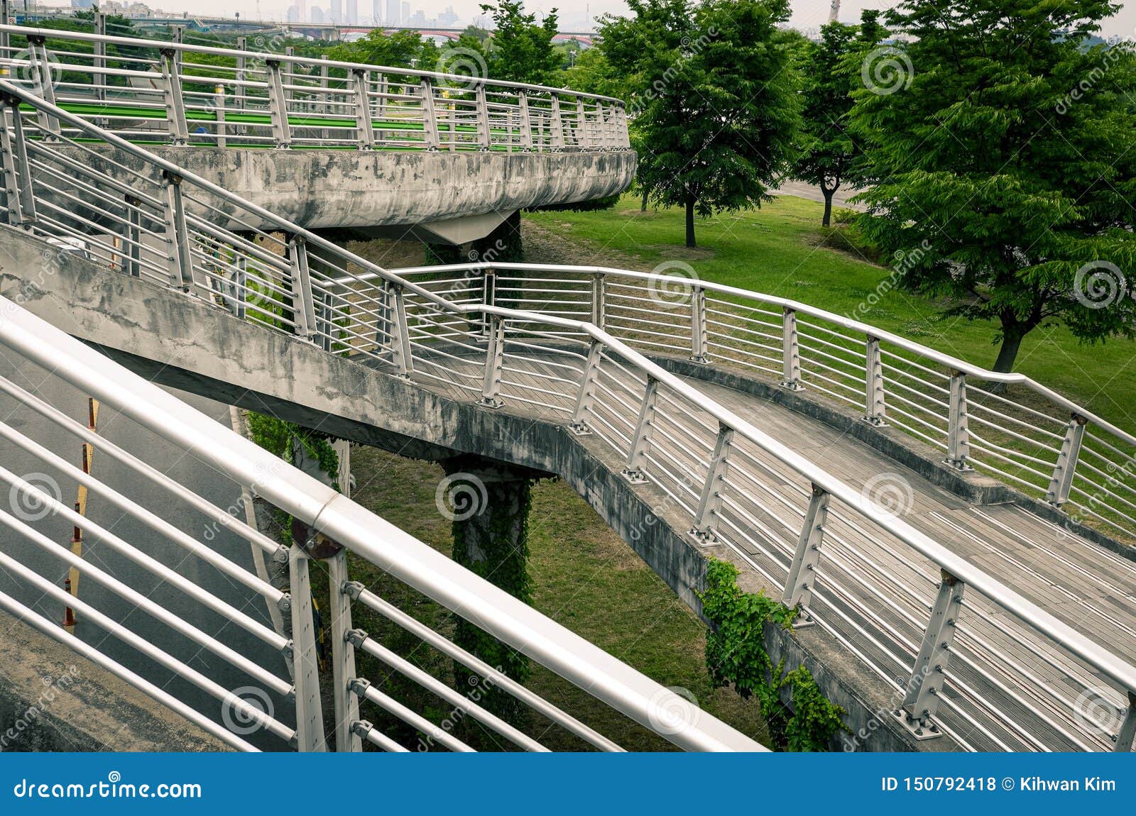 Walkway, Ramp, and Staircase To the Park Stock Photo - Image of rails ...