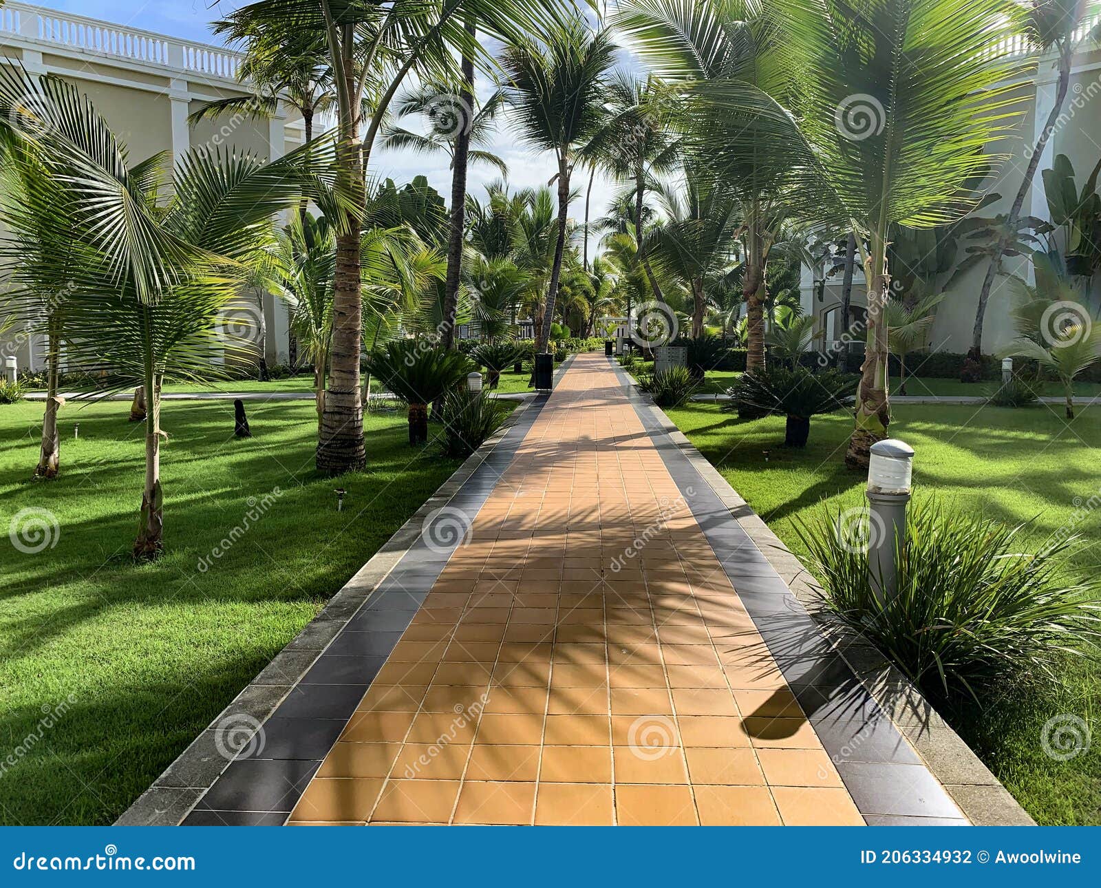 Walkway in resort stock photo. Image of luxury, european - 206334932