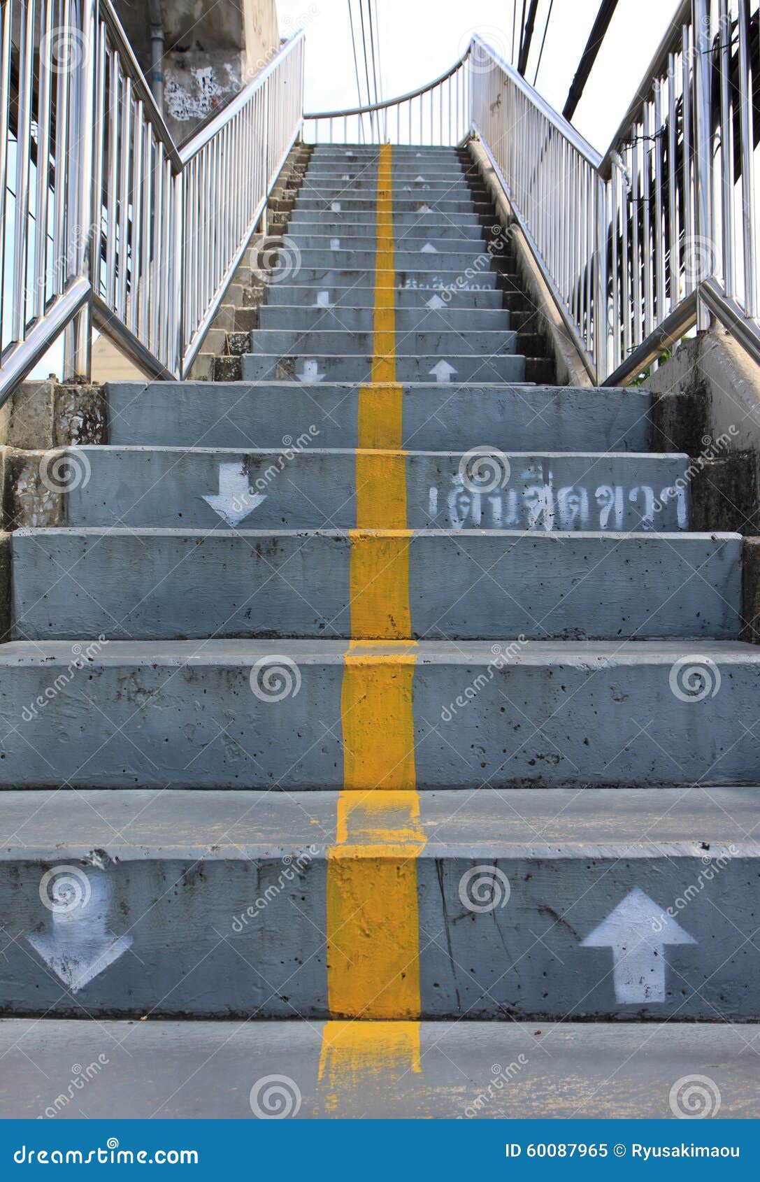 Walkway Signs and Text in Thai on Overpass Stock Image - Image of urban ...