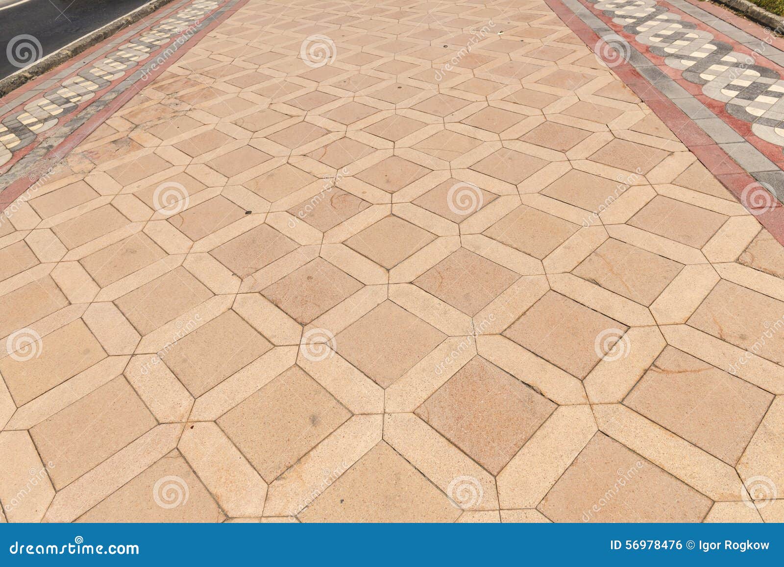Walkway with Square Stone Tiles Stock Photo - Image of level, objects ...