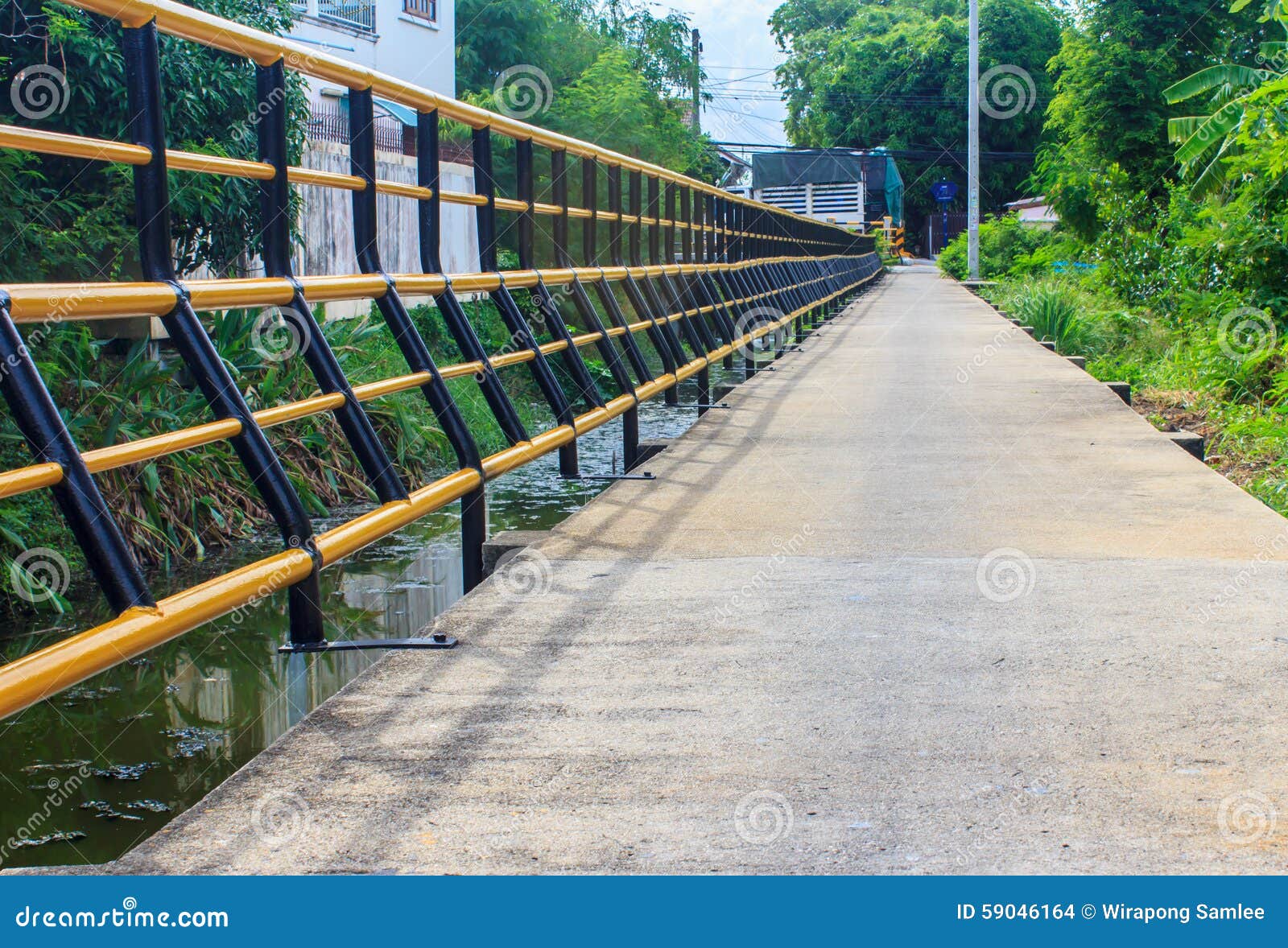 Walkway steel fence stock photo. Image of barrier, golden - 59046164