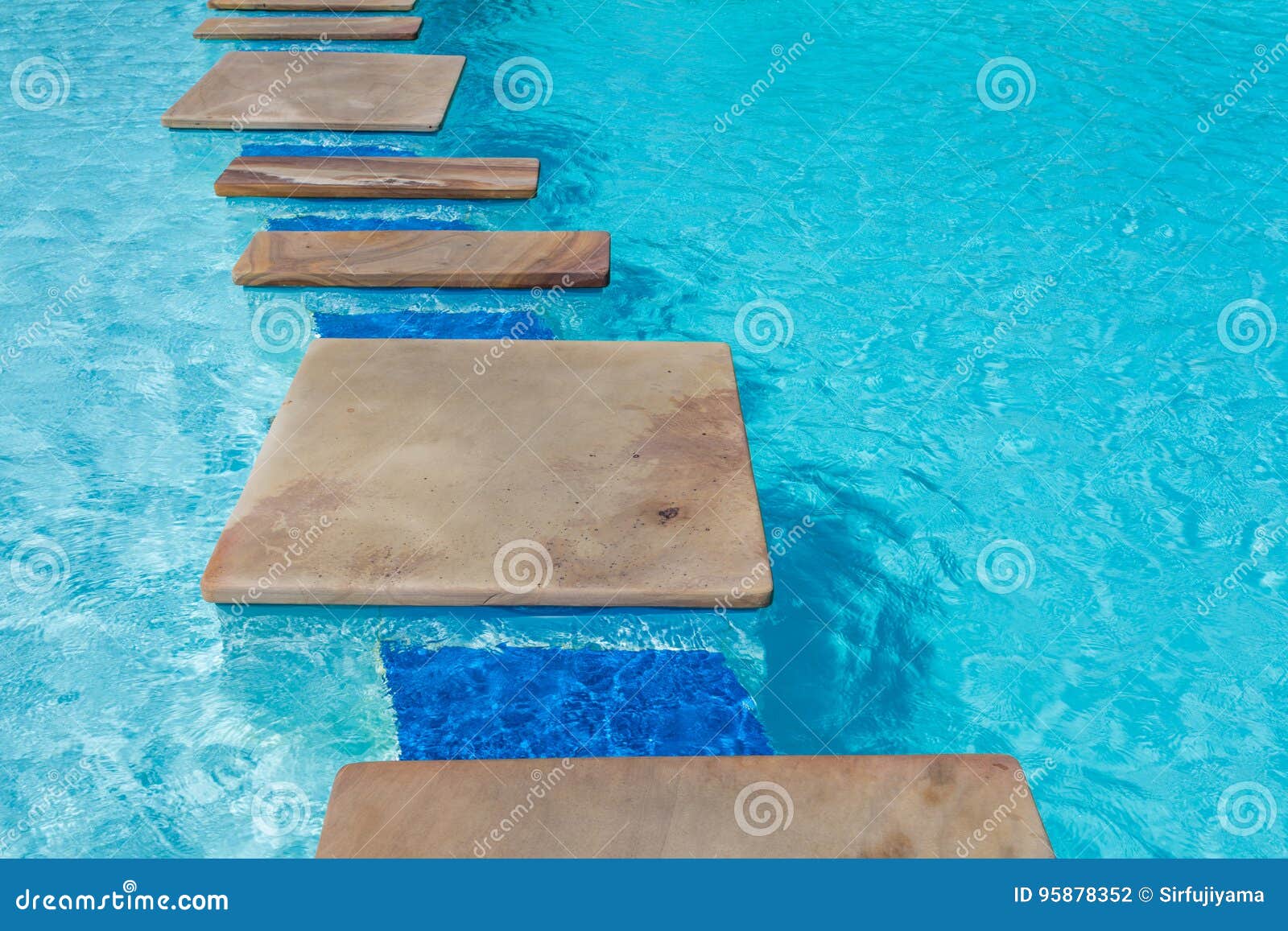 Walkway in swimming pool stock photo. Image of concept - 95878352