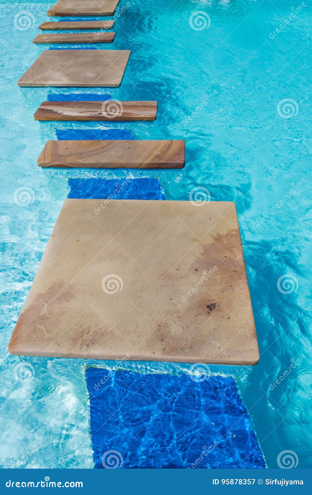 Walkway in swimming pool stock image. Image of color - 95878357
