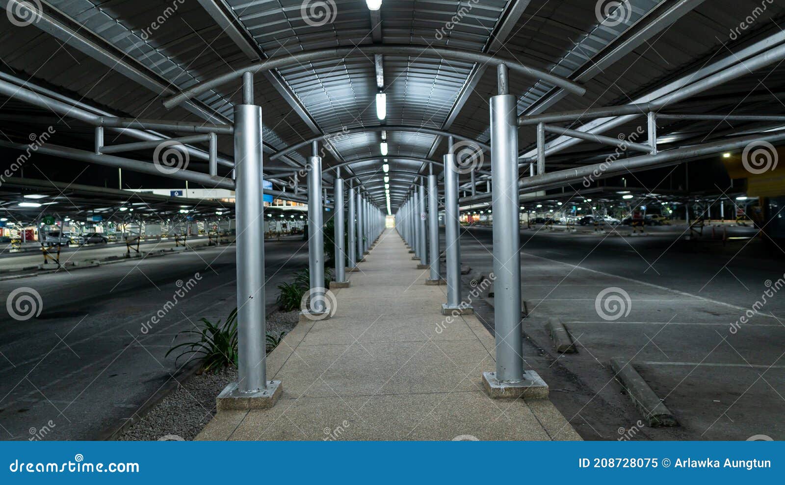 The Walkway To the Shopping Mall Under the Facade Shows the View Stock ...