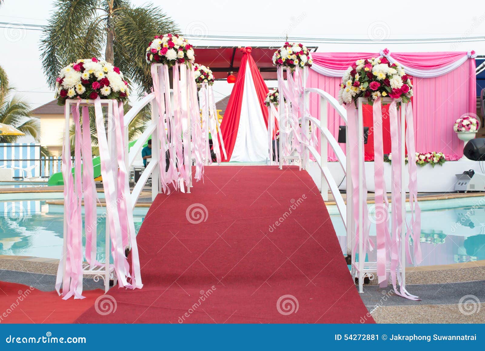 The Walkway To Wedding Stage Stock Image - Image of romantic, swimming ...