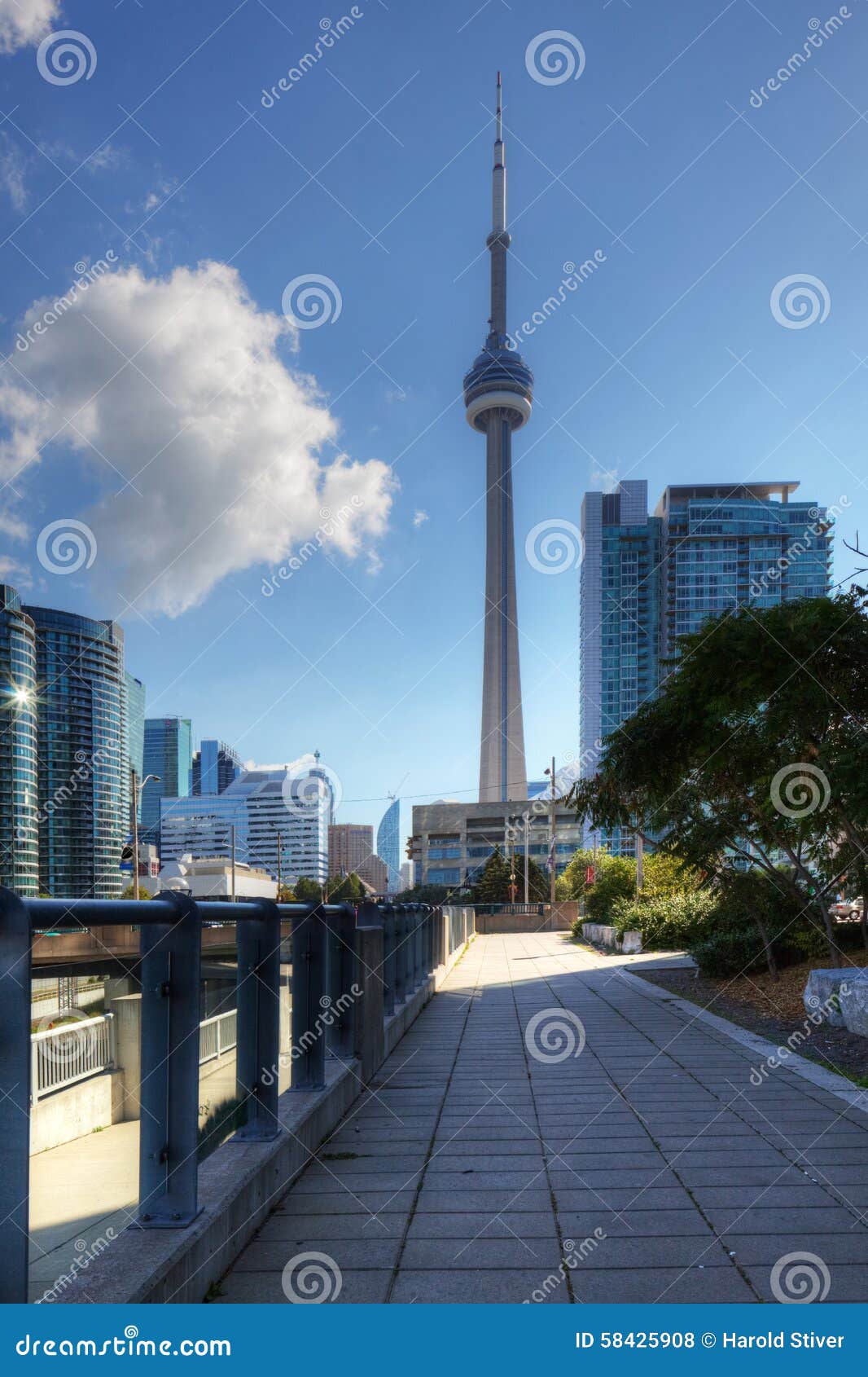 Walkway in Toronto with the CN Tower in Background Editorial Stock ...