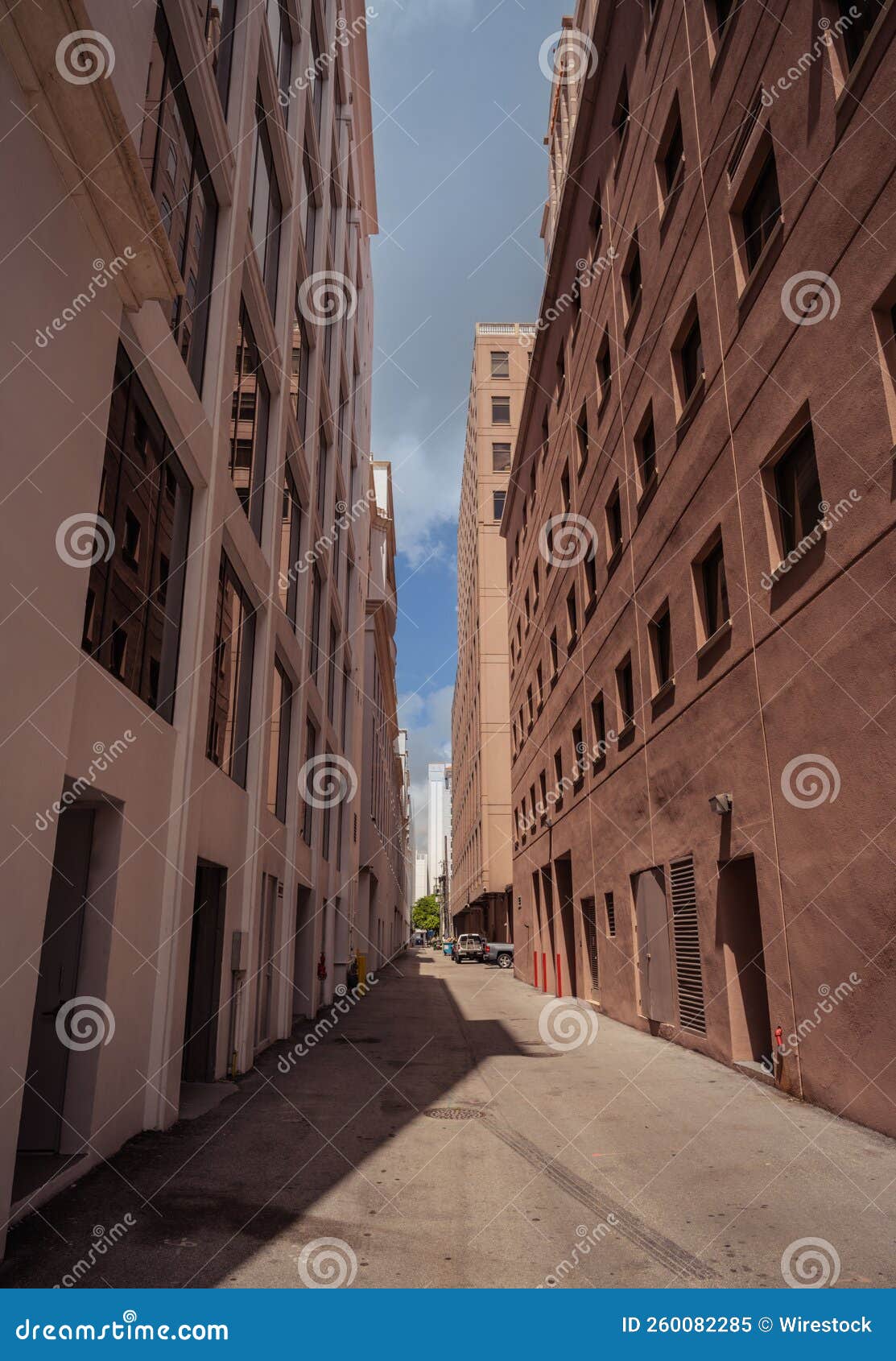 Walkway between Two Tall New Parallel Buildings Stock Image - Image of ...