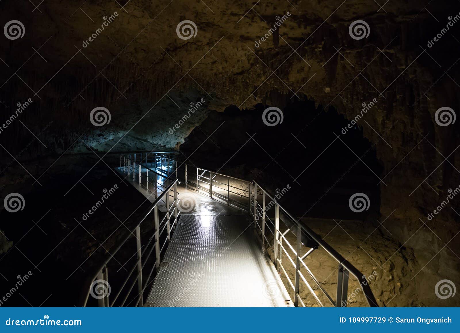 Walkway in Underground Caves Stock Image - Image of cavern, tourist ...