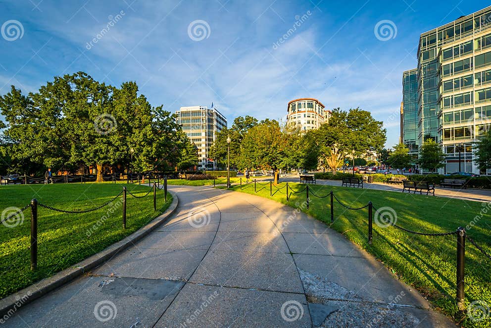 Walkway at Washington Circle in Washington, DC. Stock Image - Image of ...