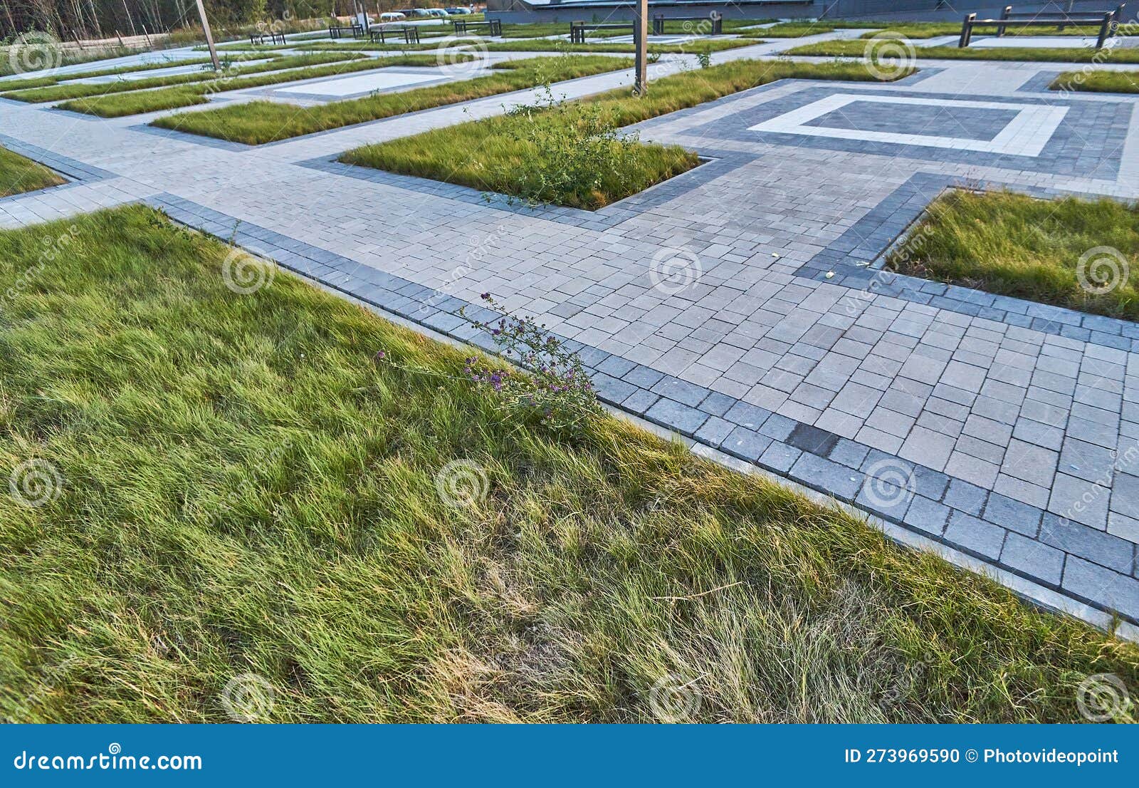 Walkways are Tiled. Newly Built Cottage with Pavement Paths. Textural ...