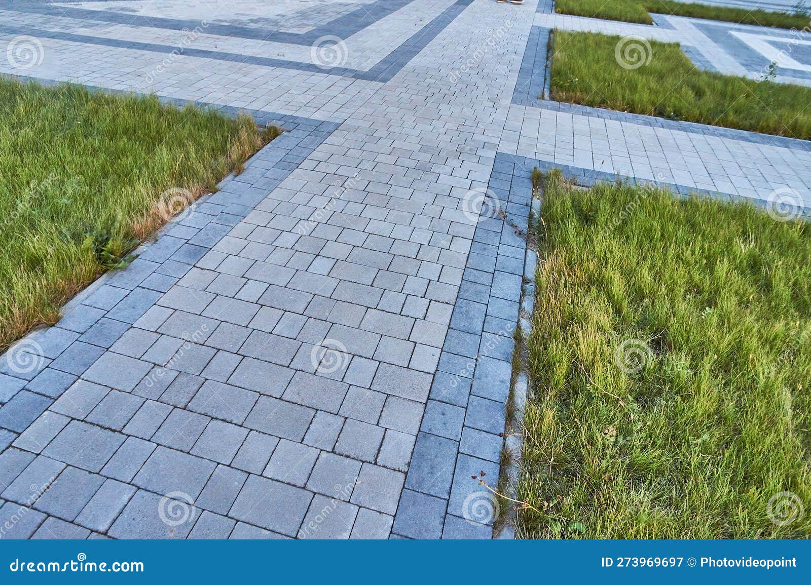Walkways are Tiled. Newly Built Cottage with Pavement Paths. Textural ...