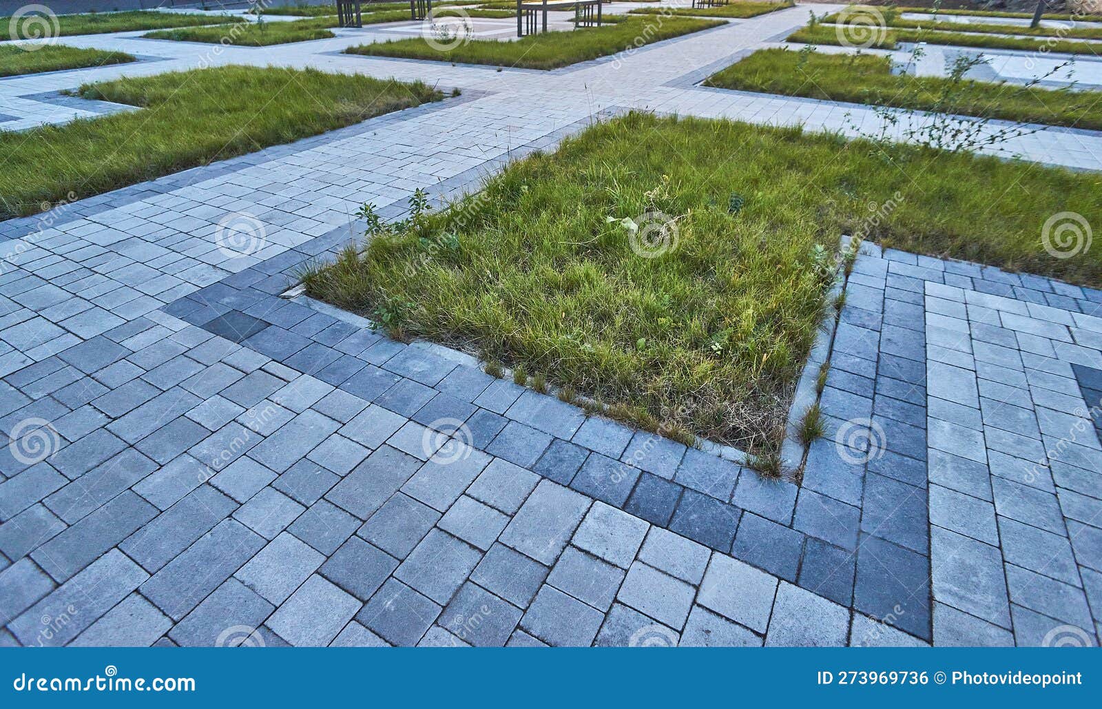 Walkways are Tiled. Newly Built Cottage with Pavement Paths. Textural ...